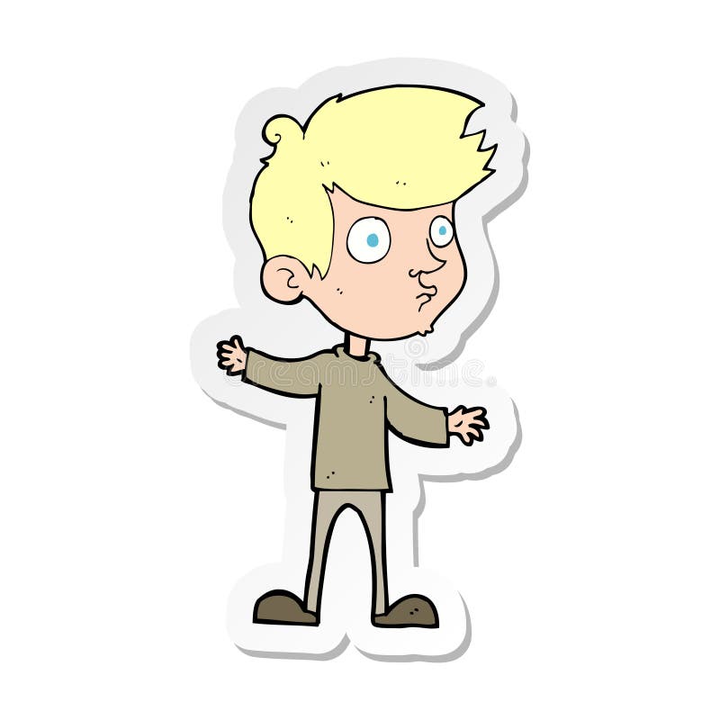 Sticker Man Male Boy Curious Staring Looking Cartoon Character Cheerful ...