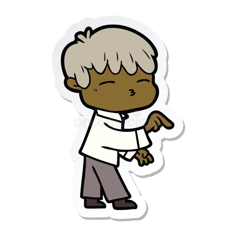 Sticker of a Cartoon Curious Boy Stock Vector - Illustration of curious ...