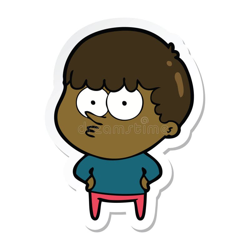 Sticker of a Cartoon Curious Boy Stock Vector - Illustration of drawn ...