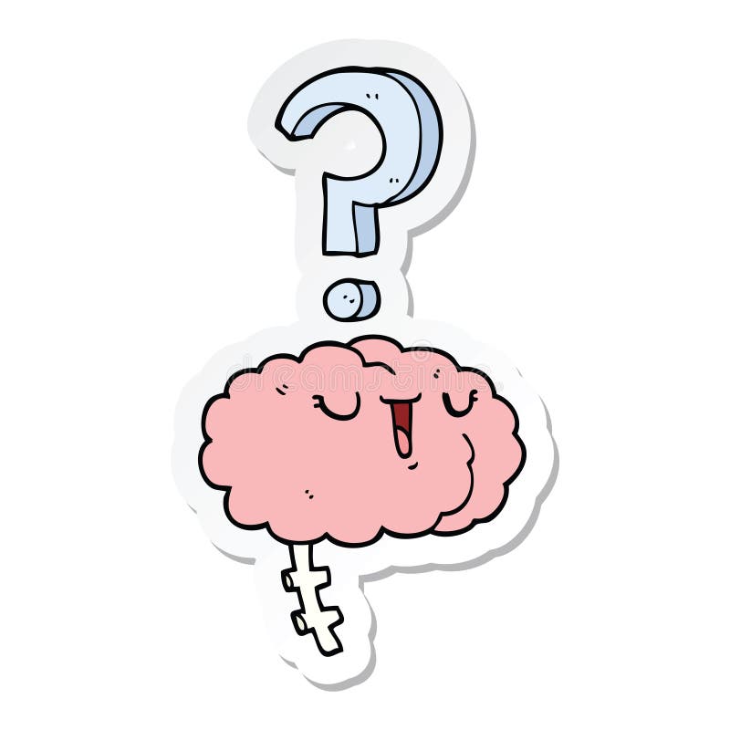 Sticker of a Cartoon Curious Brain Stock Vector - Illustration of face ...