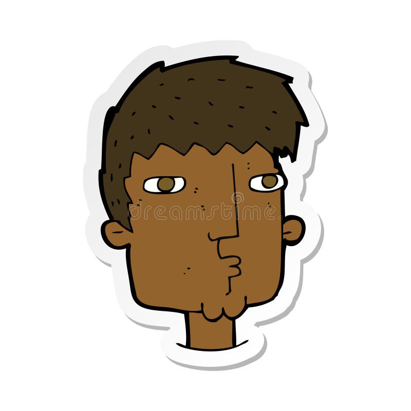 Sticker Face Curious Man Male Boy Cartoon Character Cheerful Clip Stock ...