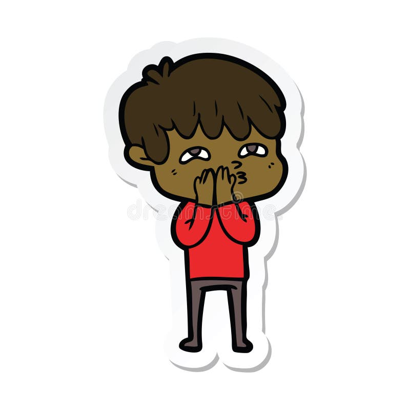 Sticker of a Cartoon Curious Man Stock Vector - Illustration of male ...