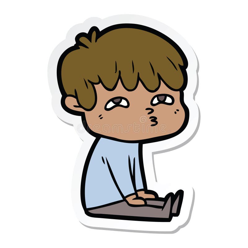 Sticker of a Cartoon Curious Man Stock Vector - Illustration of artwork ...