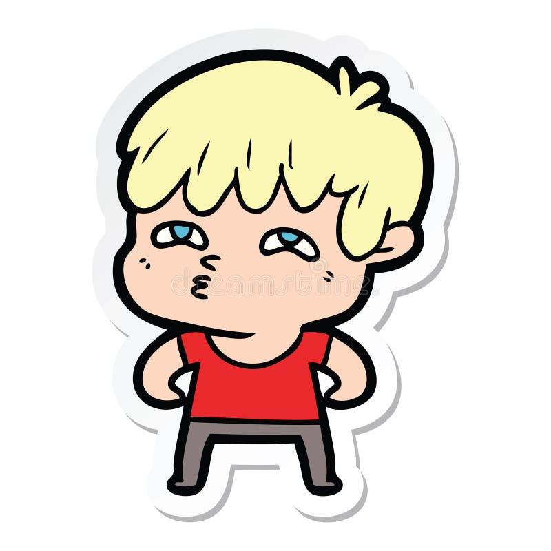 Sticker of a Cartoon Curious Man Stock Vector - Illustration of male ...