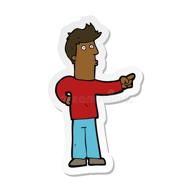 Sticker of a Cartoon Curious Man Pointing Stock Vector - Illustration ...