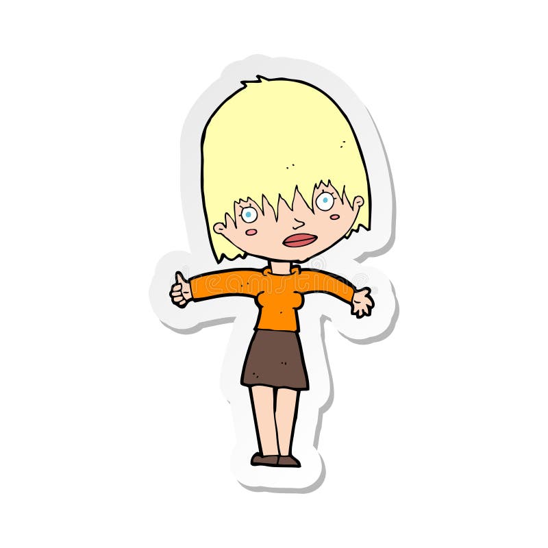 Sticker of a Cartoon Curious Woman Stock Vector - Illustration of silly ...