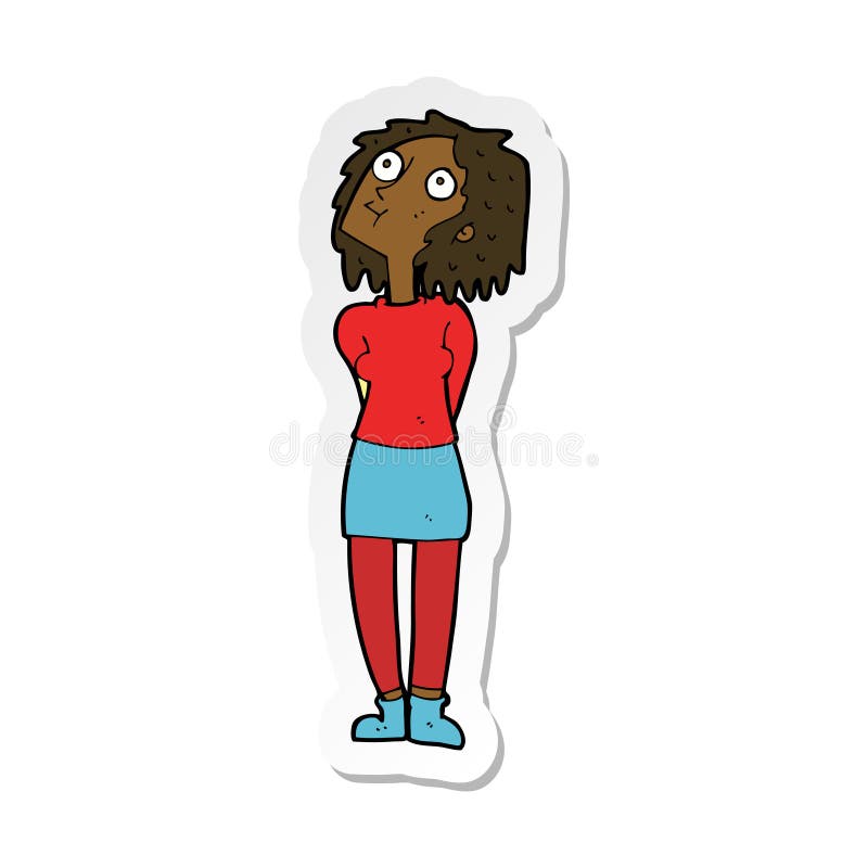 Sticker Woman Female Girl Curious Wondering Thinking Expression Cartoon ...