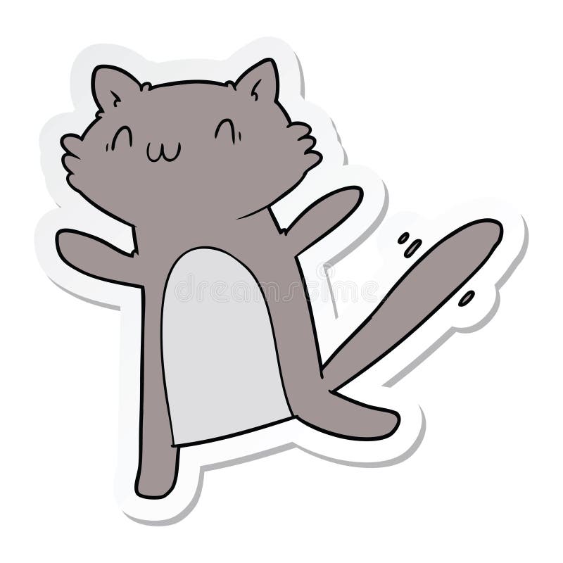 Sticker of a Cartoon Dancing Cat Stock Vector - Illustration of ...