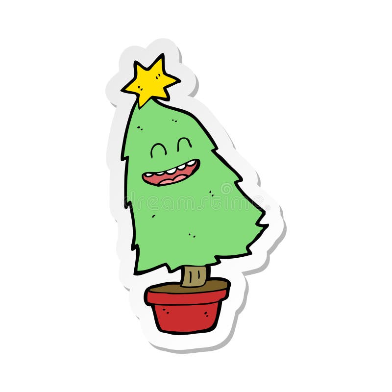 Sticker of a Cartoon Dancing Christmas Tree Stock Vector - Illustration ...