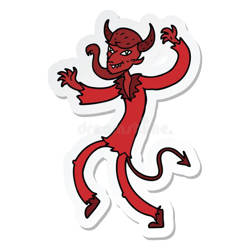 Sticker of a Cartoon Dancing Devil Stock Vector - Illustration of ...