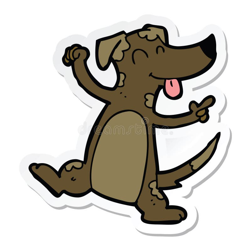 Sticker of a Cartoon Dancing Dog Stock Vector - Illustration of drawing ...