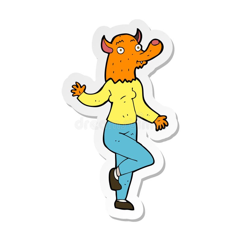 Sticker of a Cartoon Dancing Fox Woman Stock Vector - Illustration of ...
