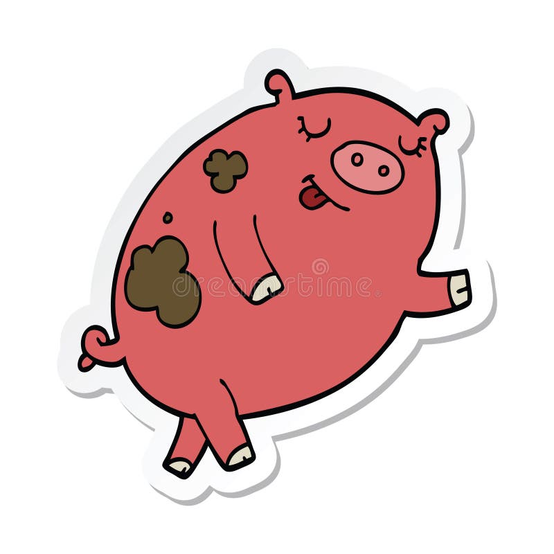 Sticker of a Cartoon Dancing Pig Stock Vector - Illustration of decal ...