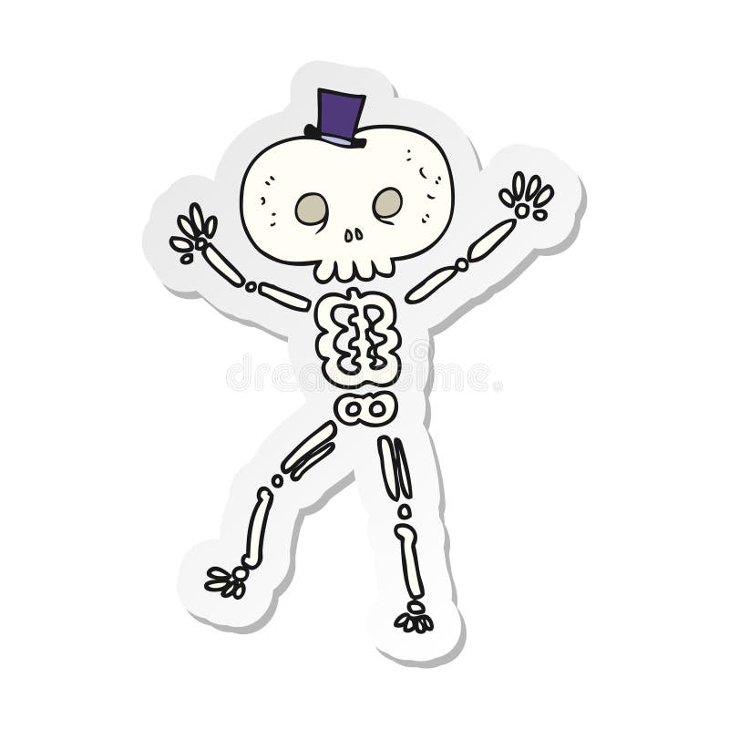 Sticker of a Cartoon Dancing Skeleton Stock Vector - Illustration of ...