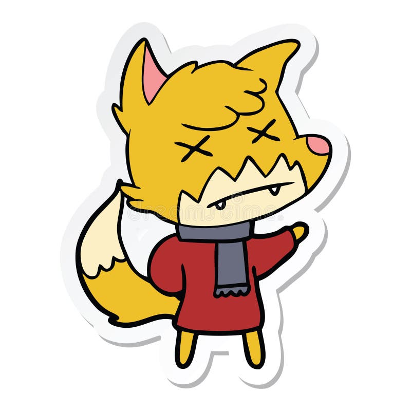 Sticker of a Cartoon Dead Fox Stock Vector - Illustration of doodle ...