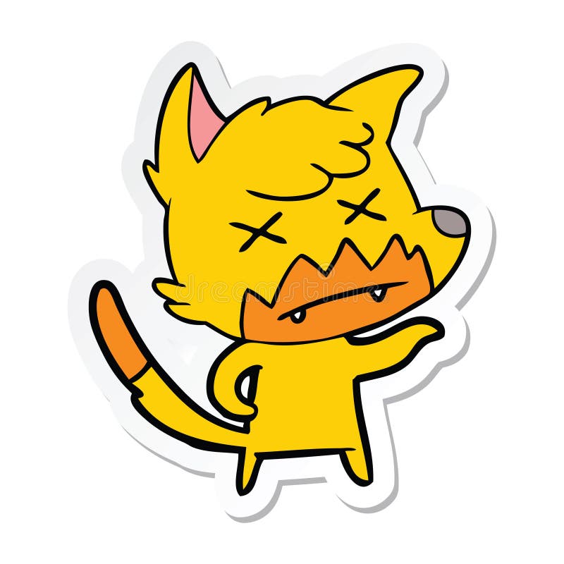 Sticker of a Cartoon Dead Fox Stock Vector - Illustration of character ...