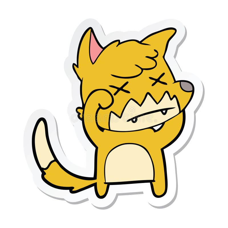 Sticker of a Cartoon Dead Fox Stock Vector - Illustration of doodle ...
