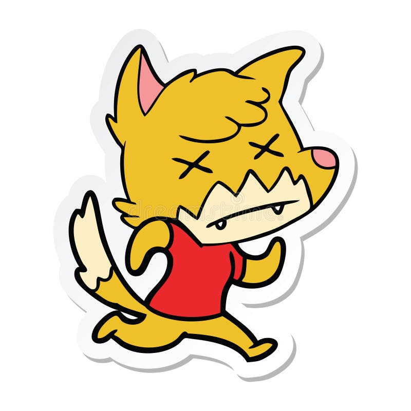 Sticker of a Cartoon Dead Fox Stock Vector - Illustration of artwork ...