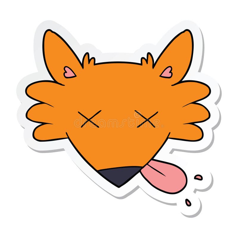 Sticker of a Cartoon Dead Fox Stock Vector - Illustration of freehand ...