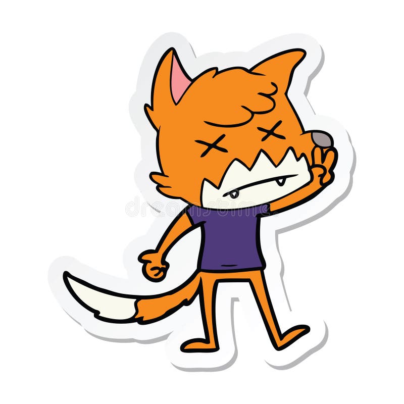Sticker of a Cartoon Dead Fox Stock Vector - Illustration of retro ...