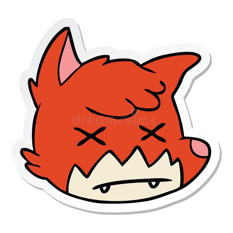 Sticker of a Cartoon Dead Fox Face Stock Vector - Illustration of retro ...
