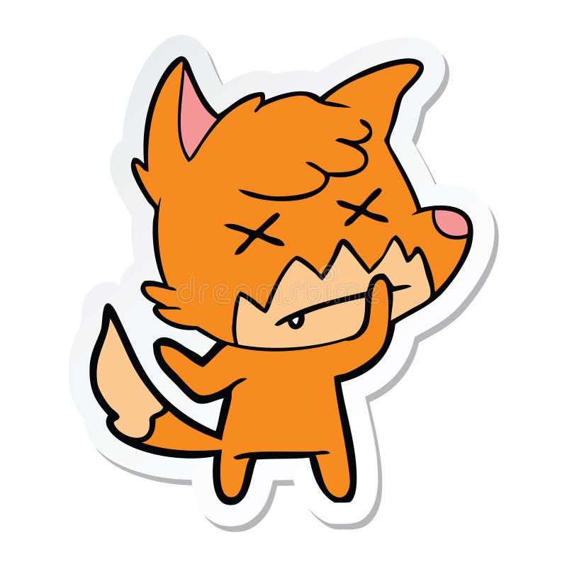 Sticker of a Cartoon Dead Fox Stock Vector - Illustration of stick ...