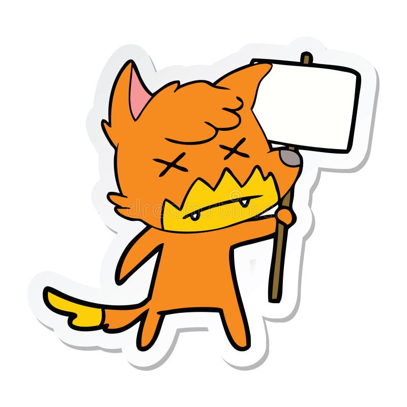 Sticker of a Cartoon Dead Fox with Protest Sign Stock Vector ...