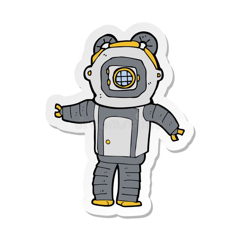 Sticker of a Cartoon Deep Sea Diver Stock Vector - Illustration of ...