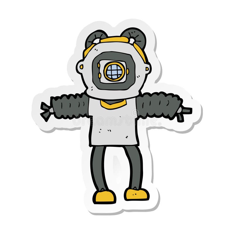 Sticker of a Cartoon Deep Sea Diver Stock Vector - Illustration of ...