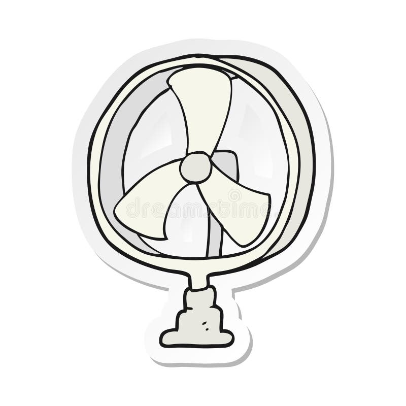 Sticker of a Cartoon Desk Fan Stock Vector - Illustration of icon, sign ...