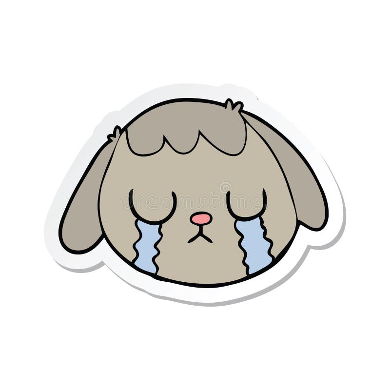 Sticker of a Cartoon Dog Face Crying Stock Vector - Illustration of ...