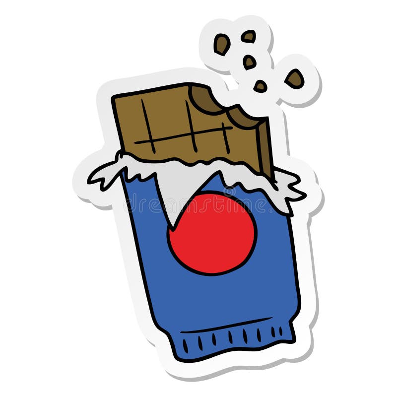 Sticker Cartoon Doodle of a Bar of Chocolate Stock Vector ...