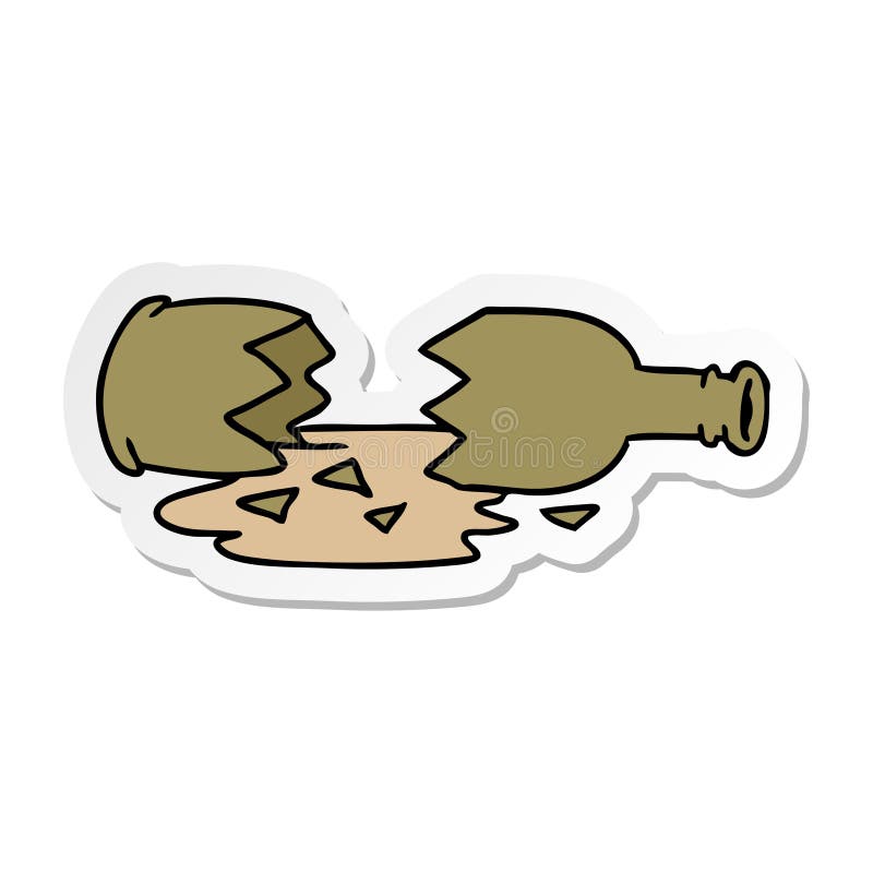 Sticker Cartoon Doodle of a Broken Bottle Stock Vector - Illustration ...
