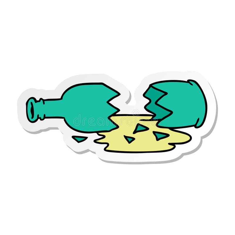 Sticker Cartoon Doodle of a Broken Bottle Stock Vector - Illustration ...