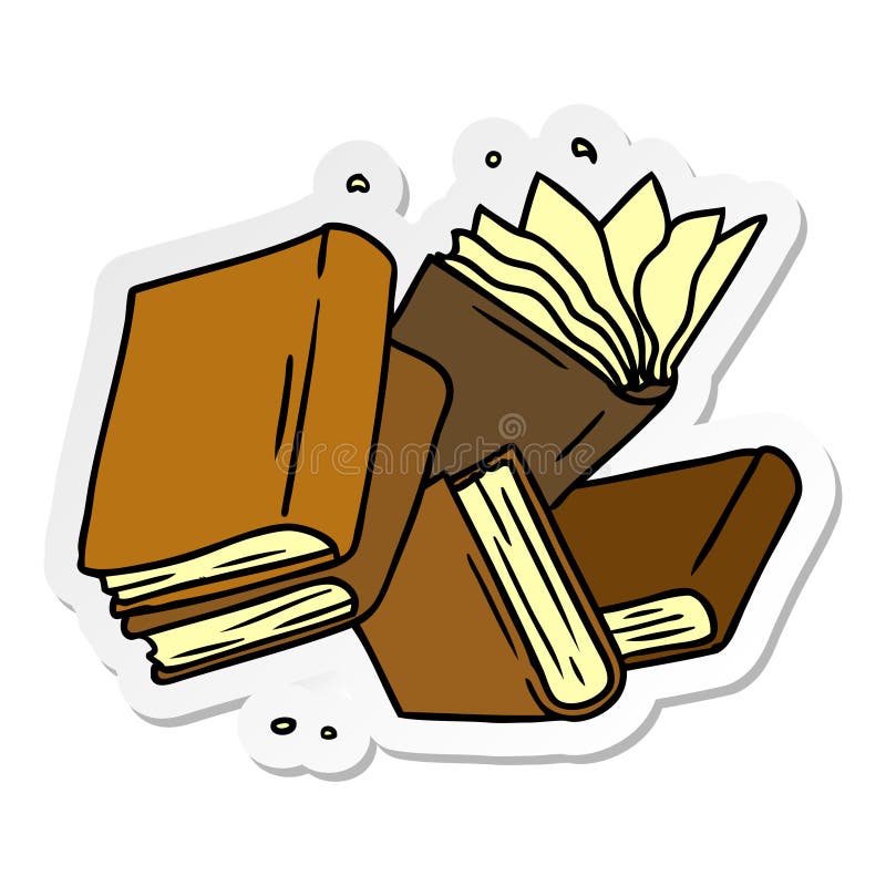 Sticker Cartoon Doodle of a Collection of Books Stock Vector ...
