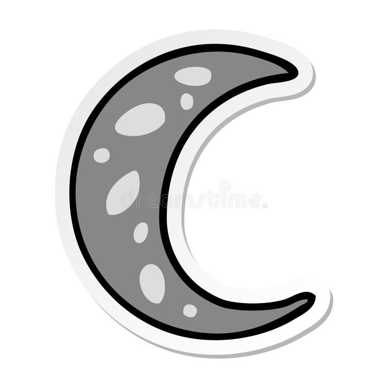 Sticker Cartoon Doodle of a Crescent Moon Stock Vector - Illustration ...