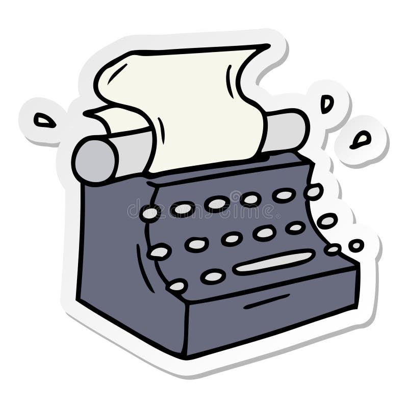 Sticker Cartoon Doodle of Old School Typewriter Stock Vector ...