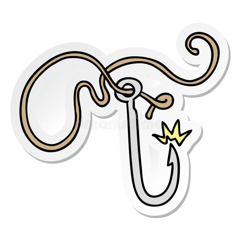 Sticker Cartoon Doodle of a Sharp Fishing Hook Stock Vector ...