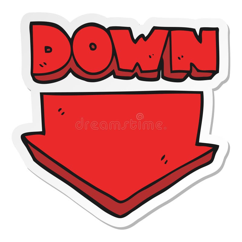 Sticker of a Cartoon Down Arrow Symbol Stock Vector - Illustration of ...