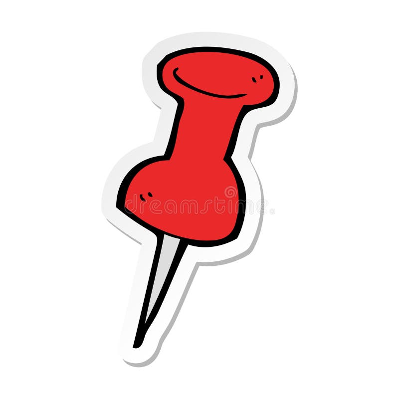 Sticker of a Cartoon Drawing Pin Stock Vector - Illustration of ...