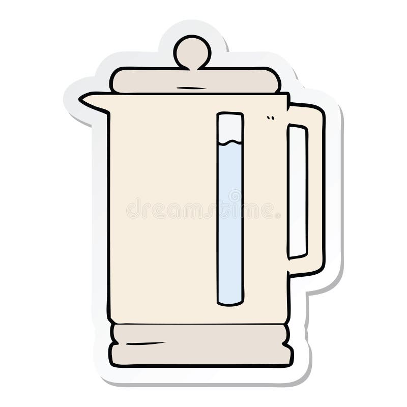 Sticker of a Cartoon Electric Kettle Stock Vector - Illustration of ...