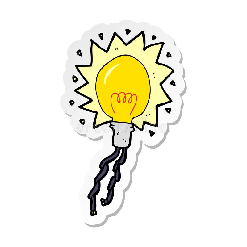 Sticker of a Cartoon Electric Light Bulb Stock Vector - Illustration of ...