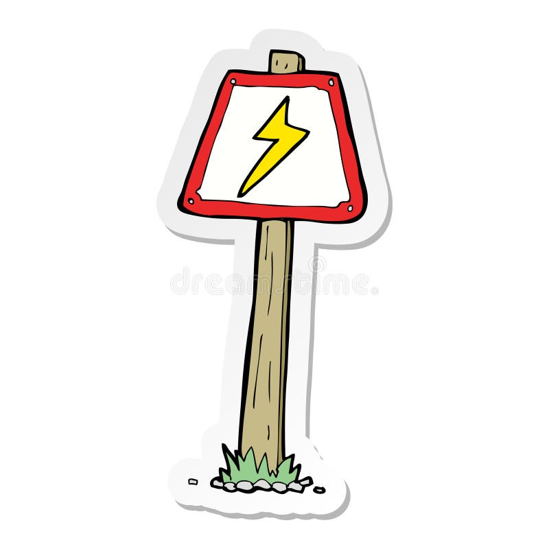 Sticker of a Cartoon Electrical Warning Sign Stock Vector ...