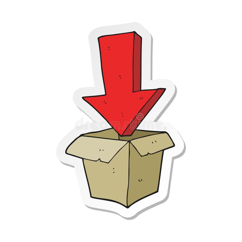 Sticker of a Cartoon Empty Box with Arrow Stock Vector - Illustration ...