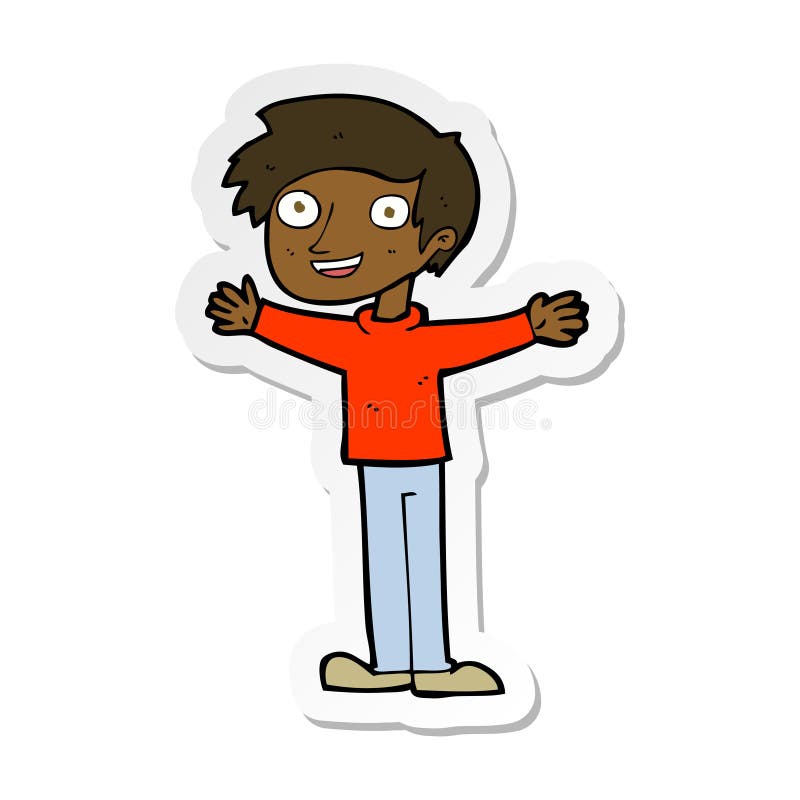 Sticker of a Cartoon Enthusiastic Man Stock Vector - Illustration of ...