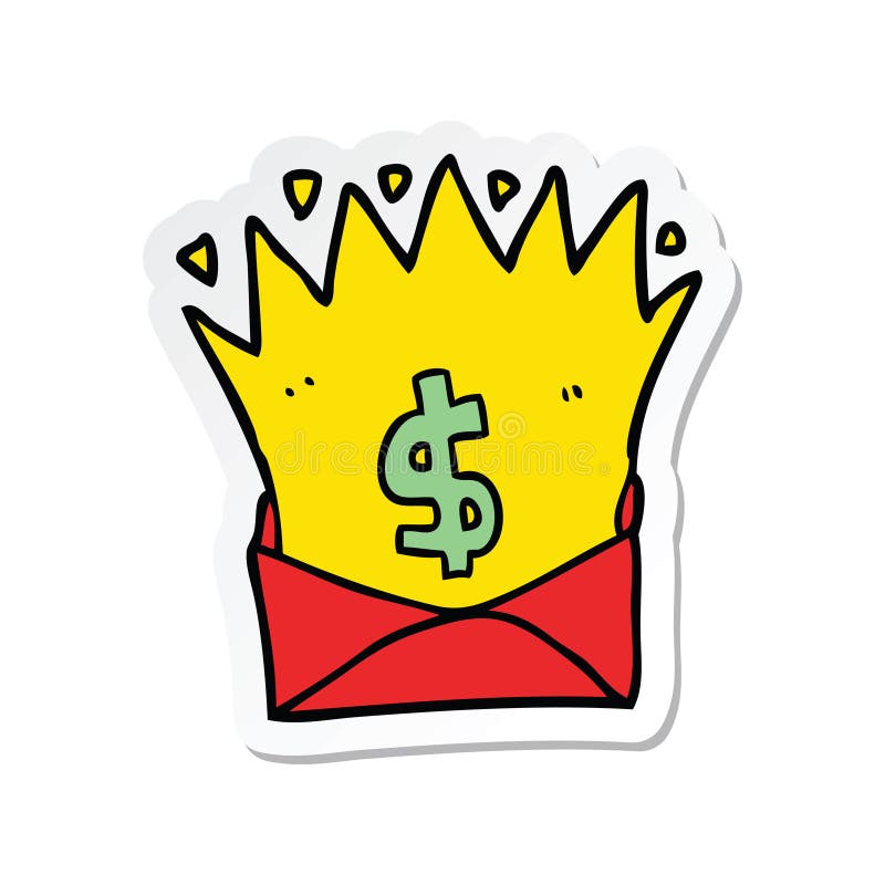 Sticker of a Cartoon Envelope with Money Sign Stock Vector ...