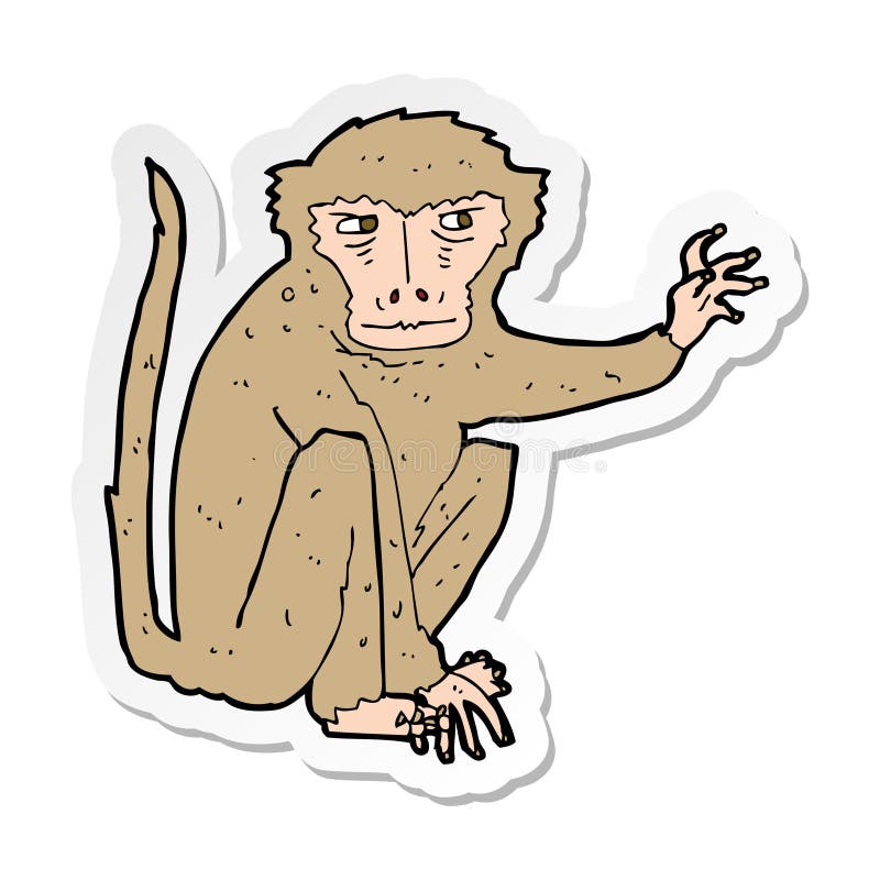 Evil Monkey Face, Funny Cartoon Style Stock Illustration - Illustration ...