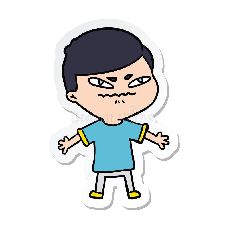 Sticker of a Cartoon Exasperated Man Stock Vector - Illustration of ...