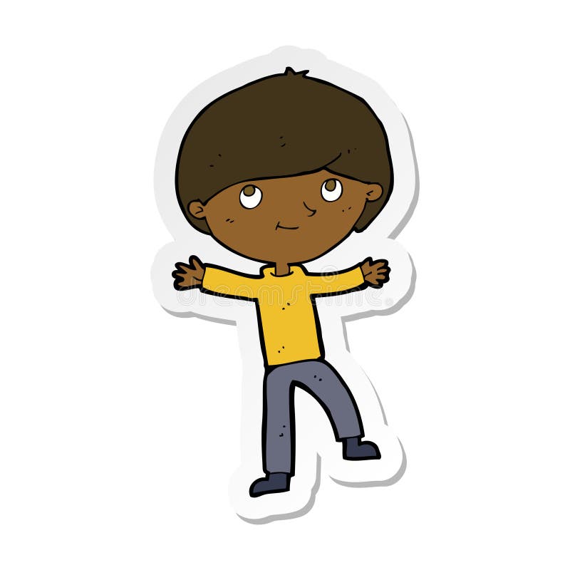 Sticker of a Cartoon Excited Boy Stock Vector - Illustration of retro ...