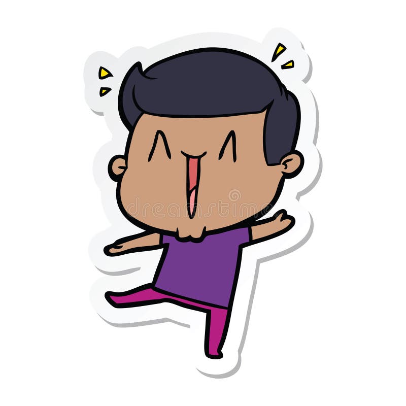 Sticker of a Cartoon Excited Man Stock Vector - Illustration of quirky ...